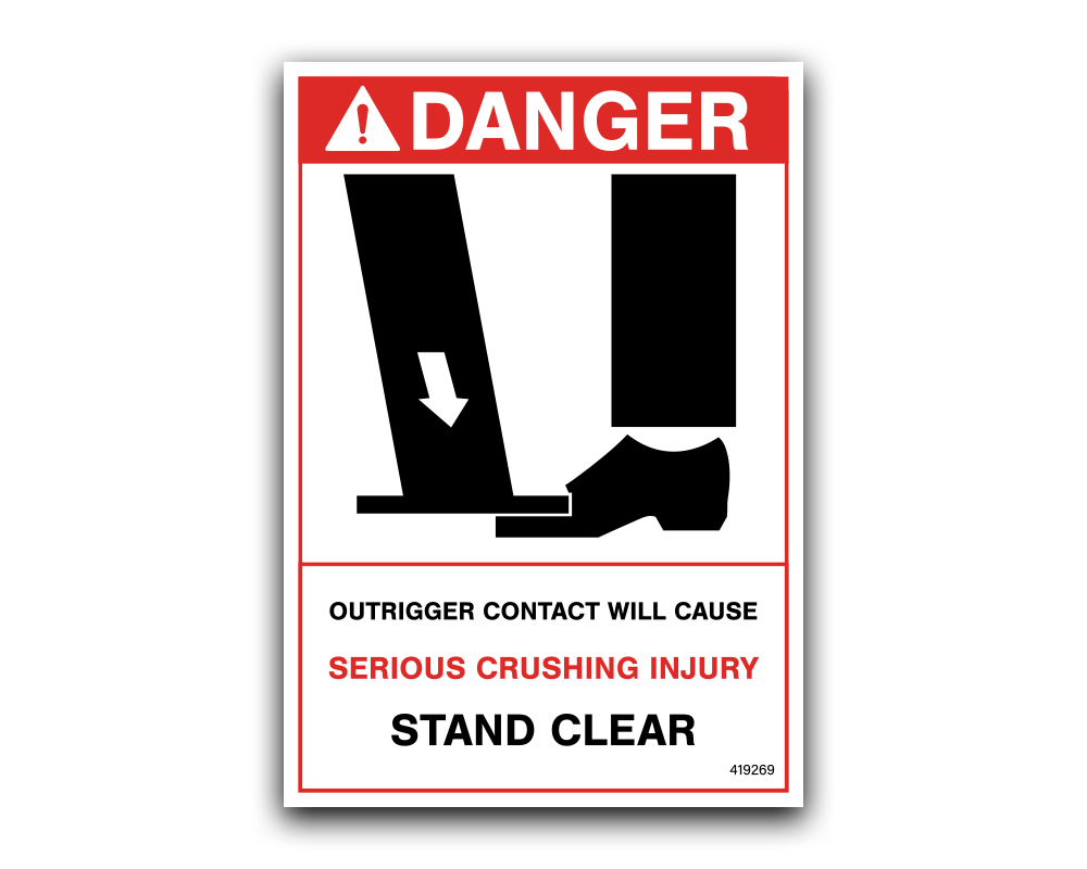 DANGER - OUTRIGGER CRUSHING STAND CLEAR — Fast Safety Decals