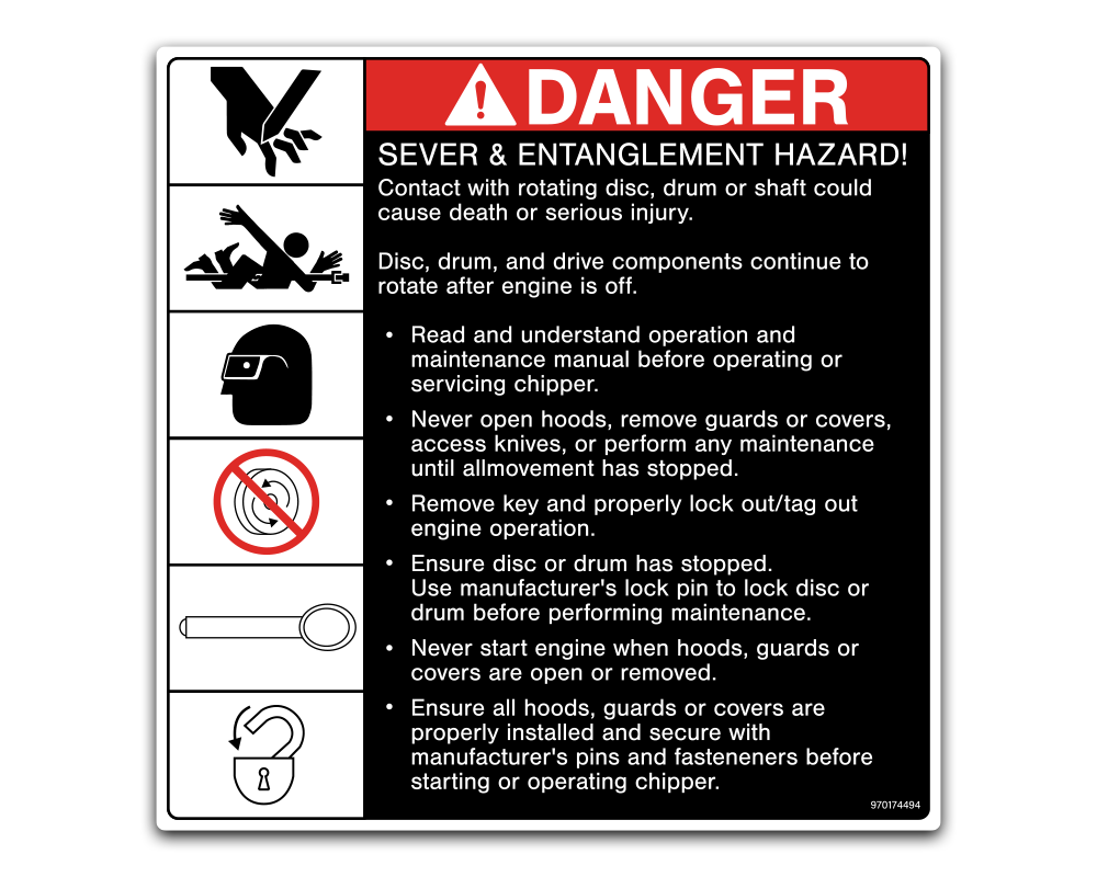DANGER - SEVER & ENTANGLEMENT HAZARD — Fast Safety Decals