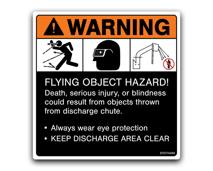 WARNING - FLYING OBJECT HAZARD! — Fast Safety Decals